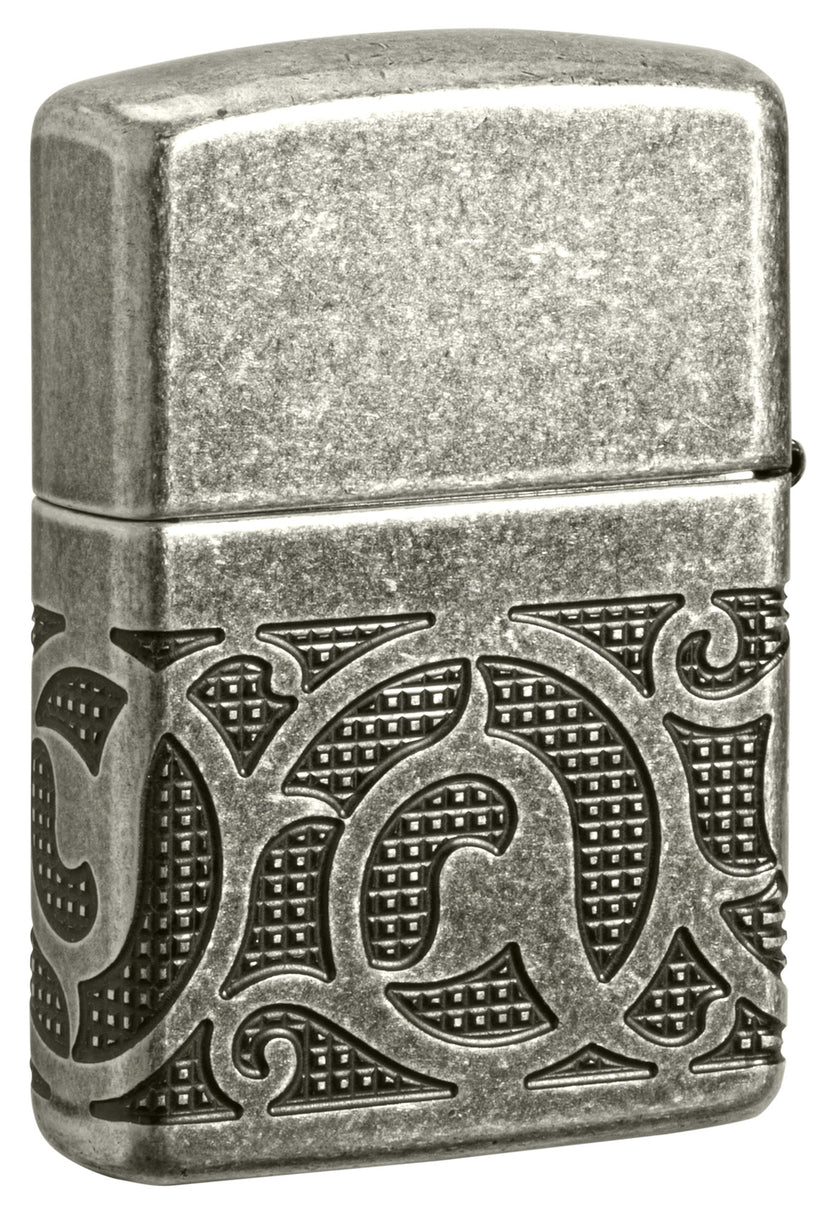 Zippo Pattern Armor Antique Silver Windproof Lighter – Zippo USA