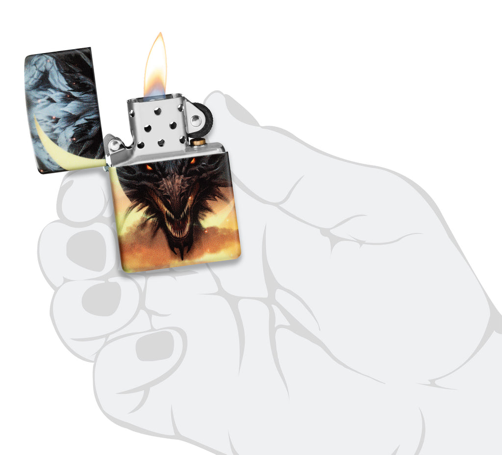 Zippo Dragon Design Glow in the Dark Green Matte Windproof Lighter | Zippo USA