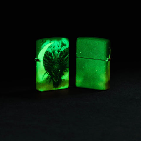 Zippo Dragon Design Glow in the Dark Green Matte Windproof Lighter | Zippo USA