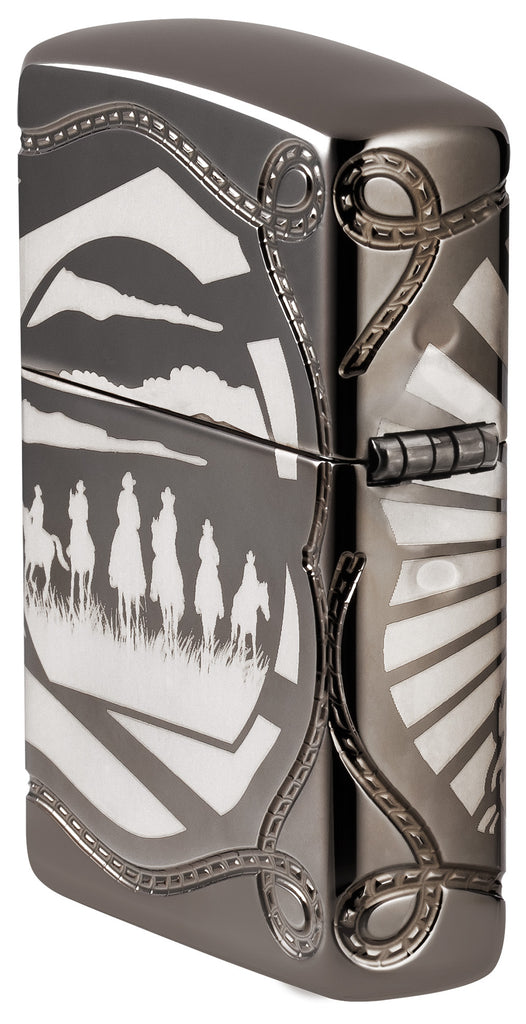 Zippo Skeleton Cowboy Design Armor® Black Ice Windproof Lighter | Zippo USA