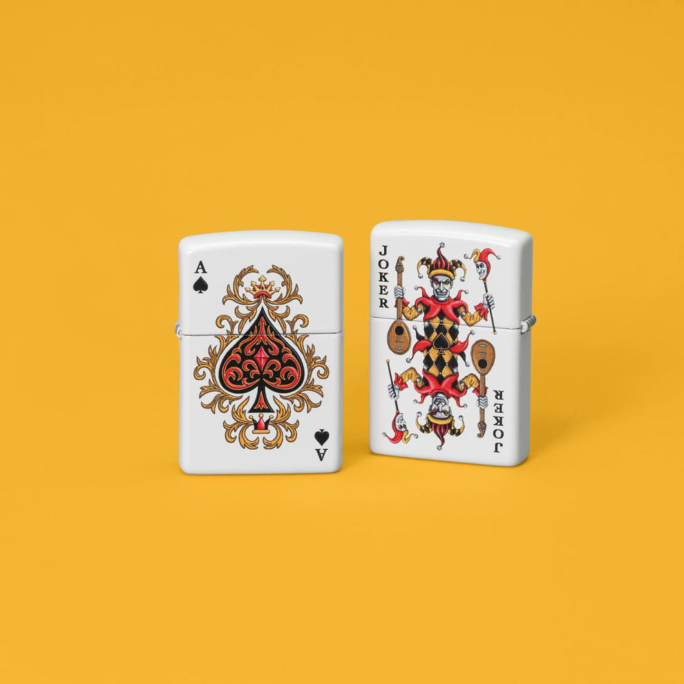 Zippo Ace of Jokes 2-Sided White Matte Windproof Lighter – Zippo USA