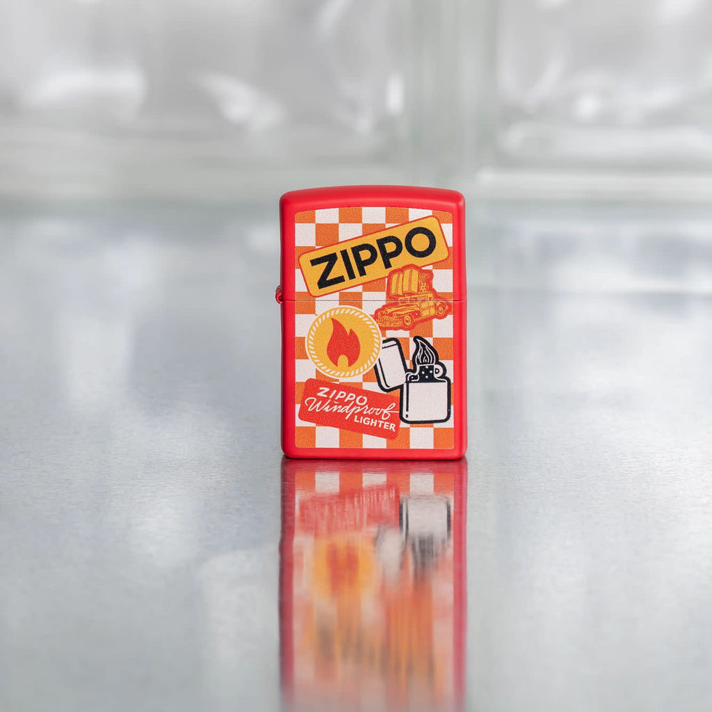 Zippo Retro Design Red Matte Windproof Lighter | Zippo USA