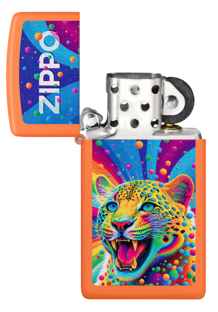 Zippo Leopard Design Slim Orange Matte Windproof Lighter | Zippo USA