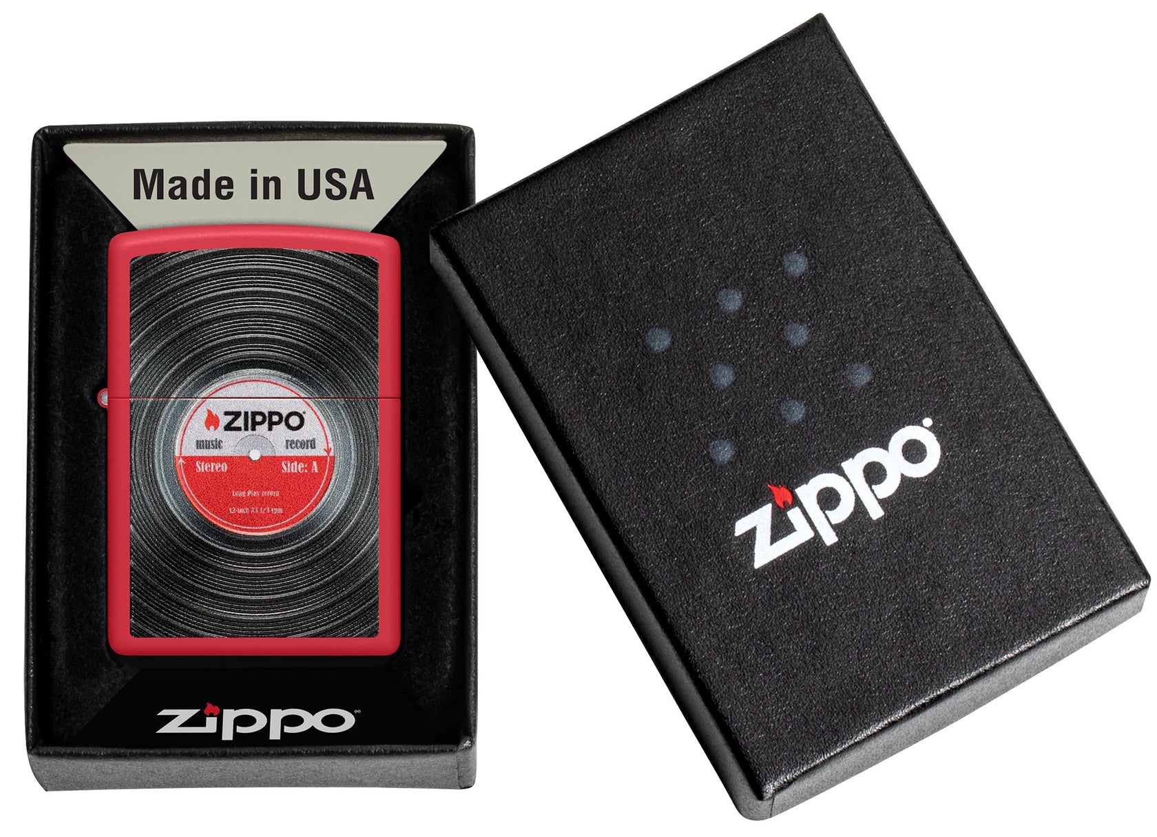 Zippo Vinyl Record Design Texture Print Red Matte Windproof Lighter ...