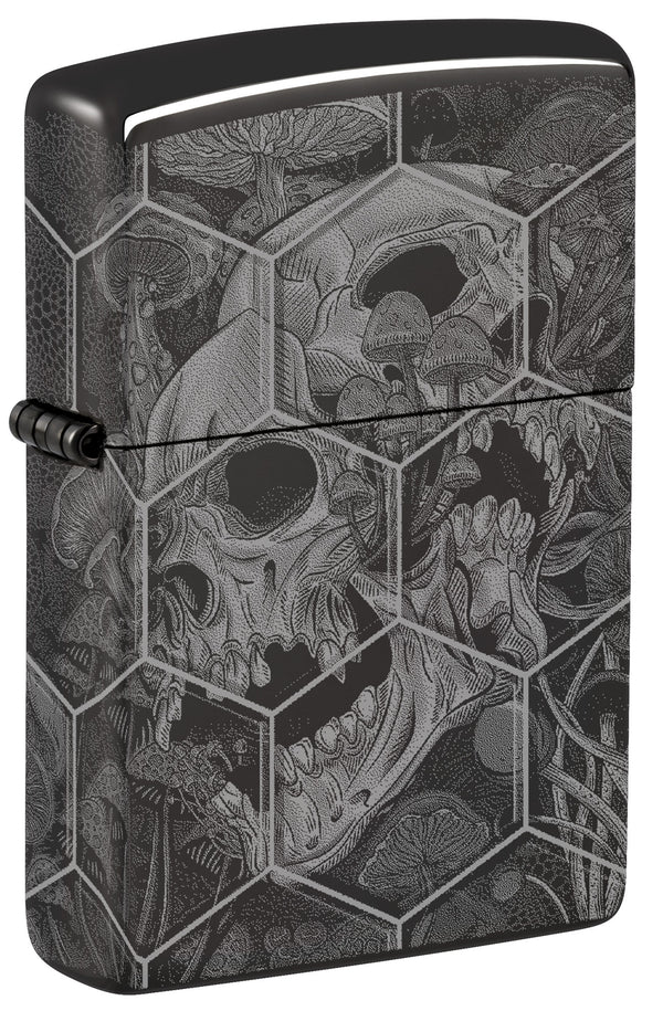 Zippo Mushroom Skulls Design High Polish Black Windproof Lighter ...