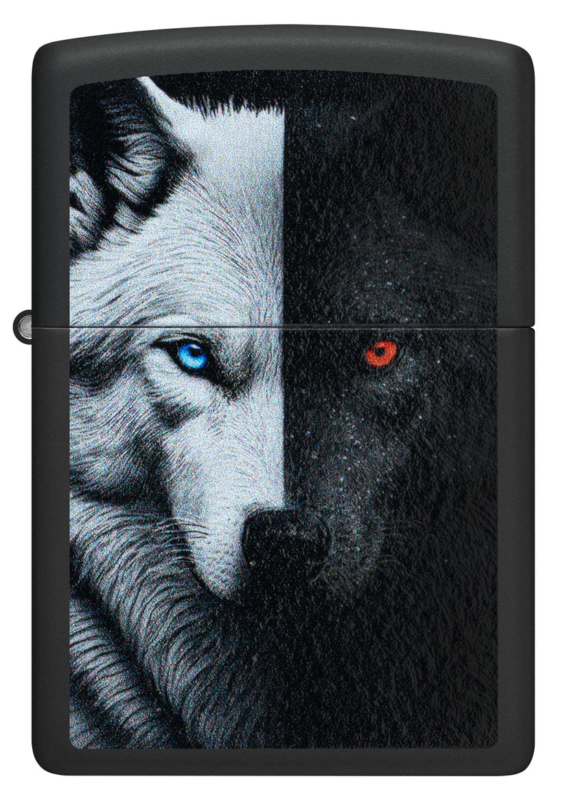 Zippo Two Wolves Design Black Matte Windproof Lighter – Zippo USA