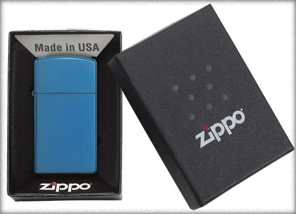 Slim® High Polish Blue Windproof Lighter – Zippo USA