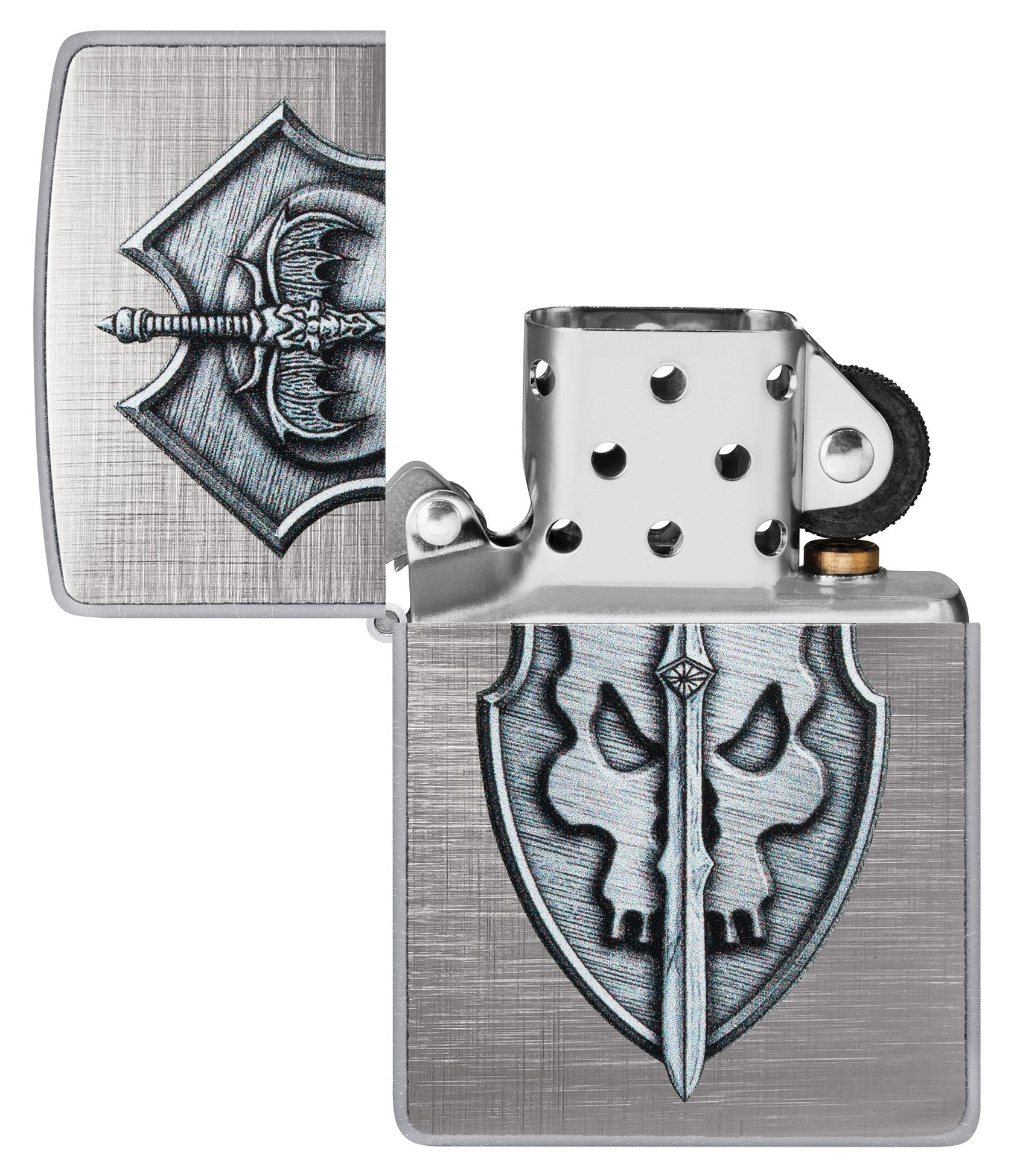 Zippo Medieval Skull Crest Linen Weave Windproof Lighter – Zippo USA