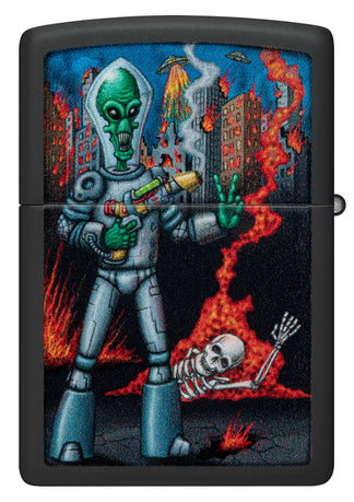 Zippo Alien Attack Design Black Matte Pocket Lighter – Zippo USA