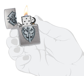 Zippo Medieval Skull Crest Linen Weave Windproof Lighter – Zippo USA